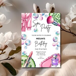 Spa Party Editable Invitation, Pamper Party Invite, Girls Night ...