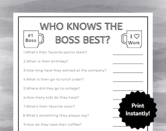 Printable Office Party Game, Who Knows the Boss Best Activity for Work ...