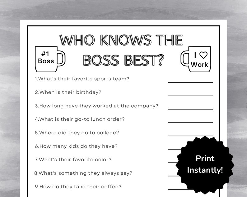 Who Knows the Boss Best, Office Party, Get to Know Your Boss, Boss ...