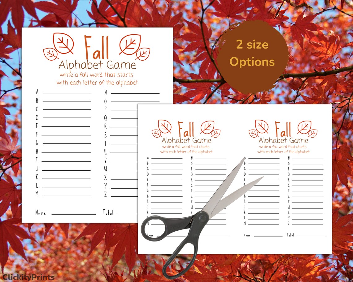 Fall Alphabet Game for School, Fall Family Activity, Fall A-Z Game ...