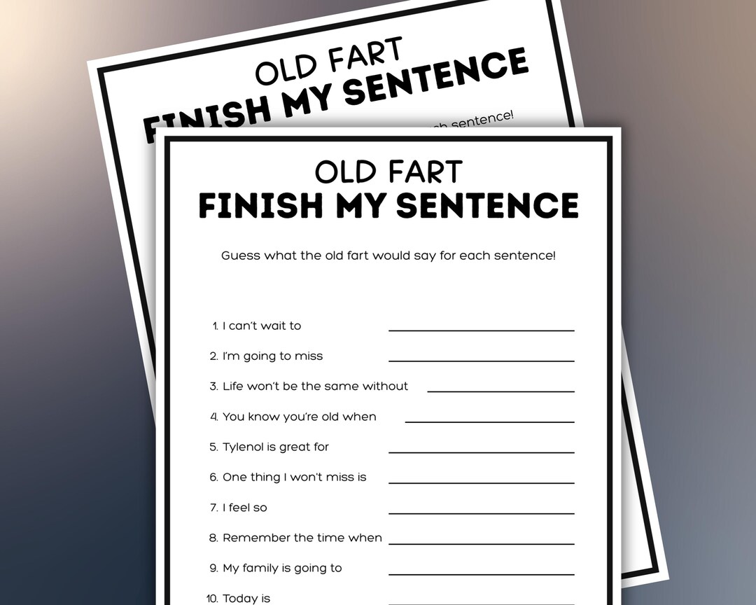 Finish My Sentence Game for Senior Citizens Instant Download, Printable ...