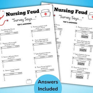 Nurse Feud Game, Printable Nursing Party Game, Nursing Graduation Game ...