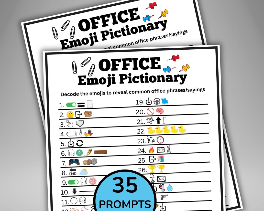 Office Team Building Emoji Pictionary Game, Printable Office Party Game ...