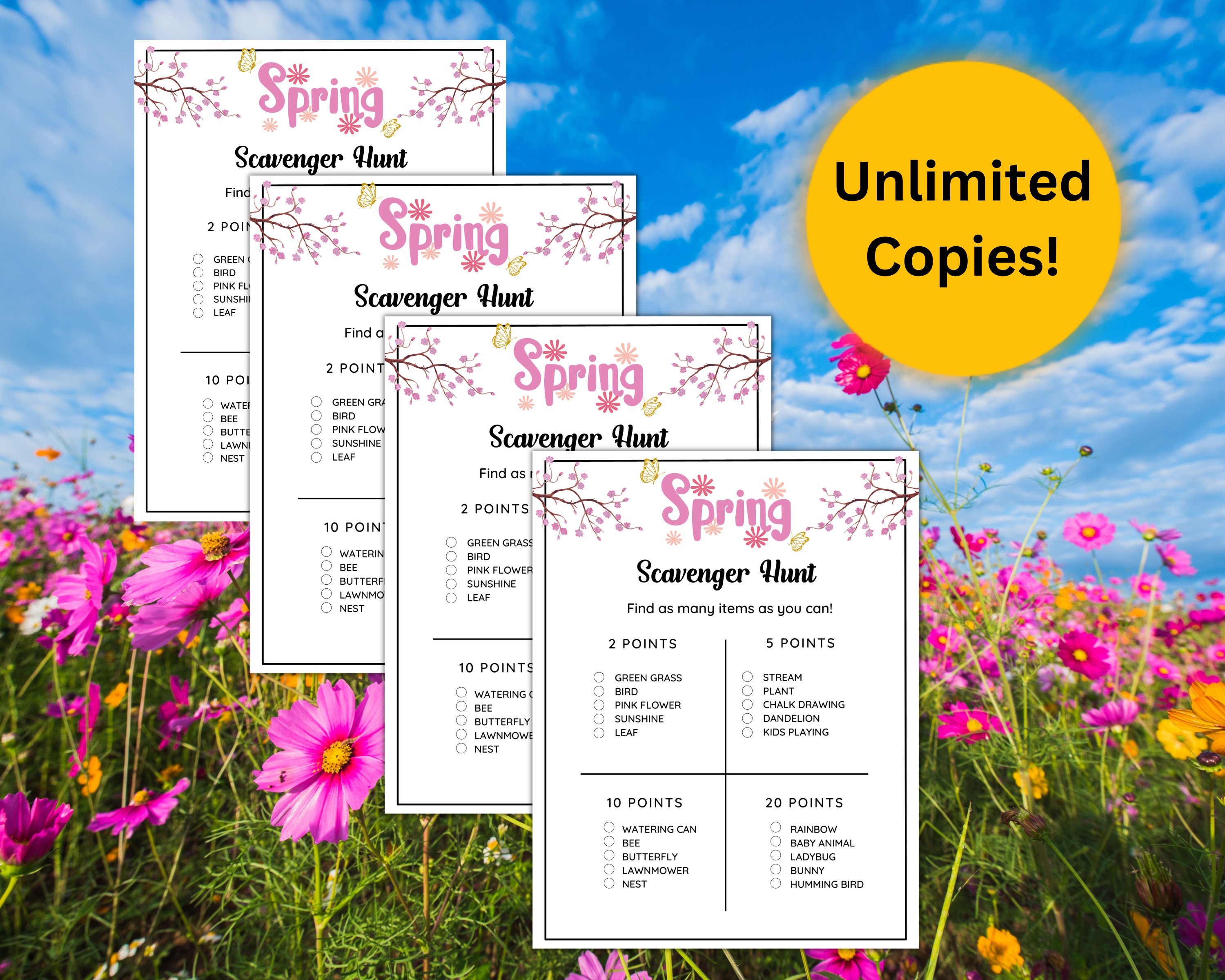 Printable Spring Scavenger Hunt for Kids & Adults, Classroom Spring ...