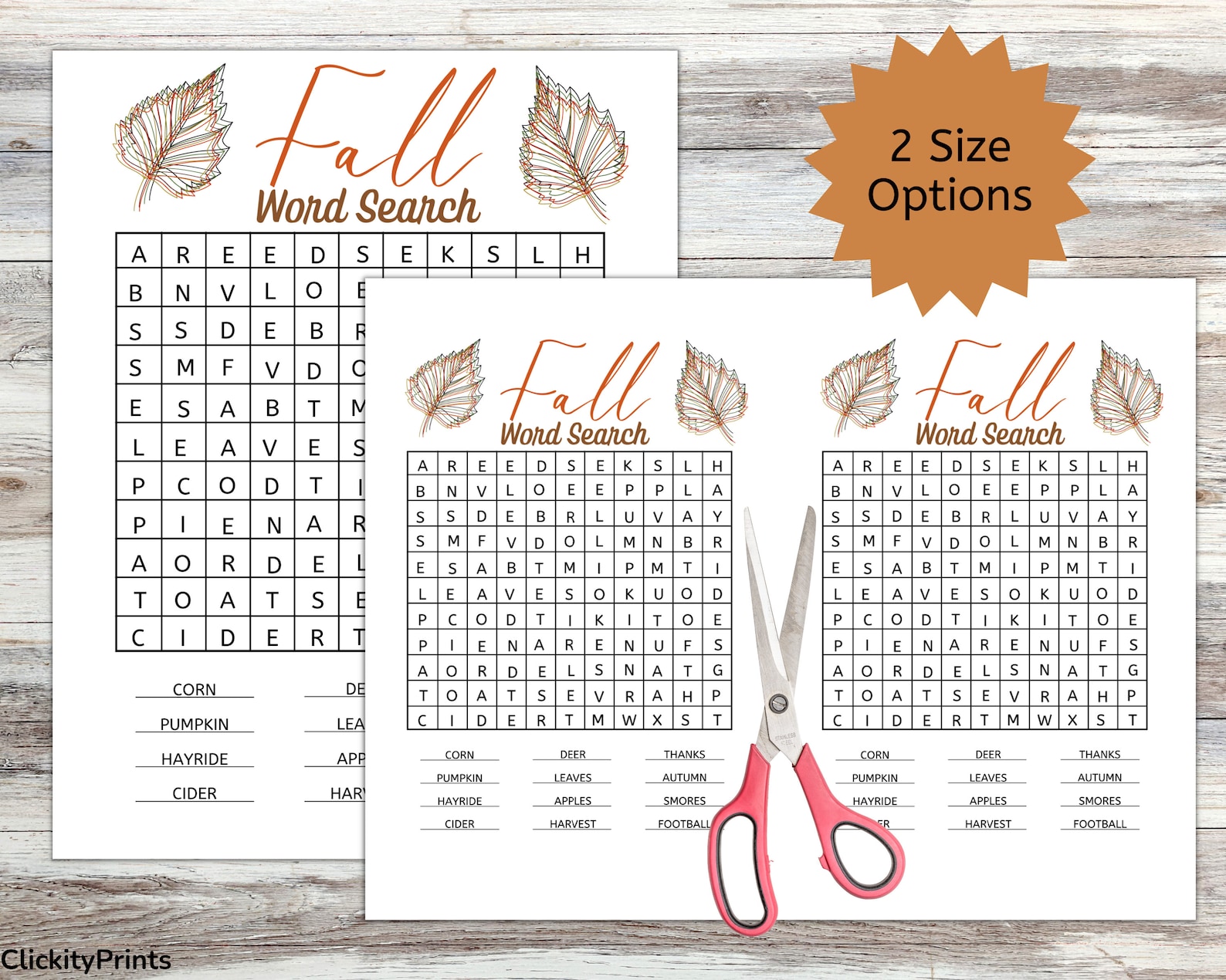 Fall Word Search-autumn Word Search-fall Family Activity-autumn Family ...