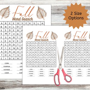 Fall Word Search-autumn Word Search-fall Family Activity-autumn Family ...