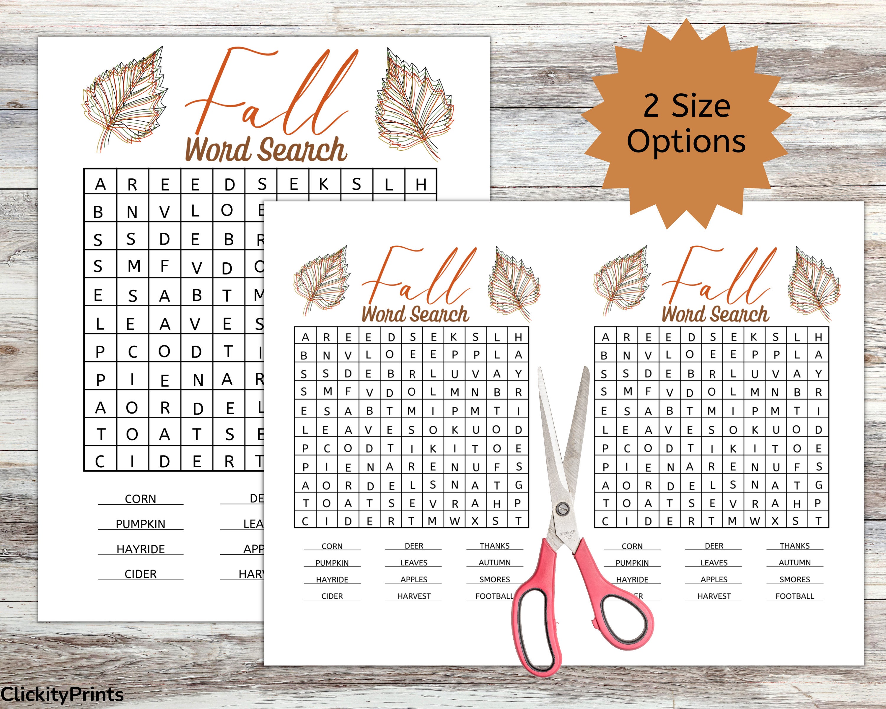 Fall Word Search-autumn Word Search-fall Family Activity-autumn Family ...