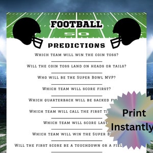 Printable Football Predictions for Game Day, Football Activity ...