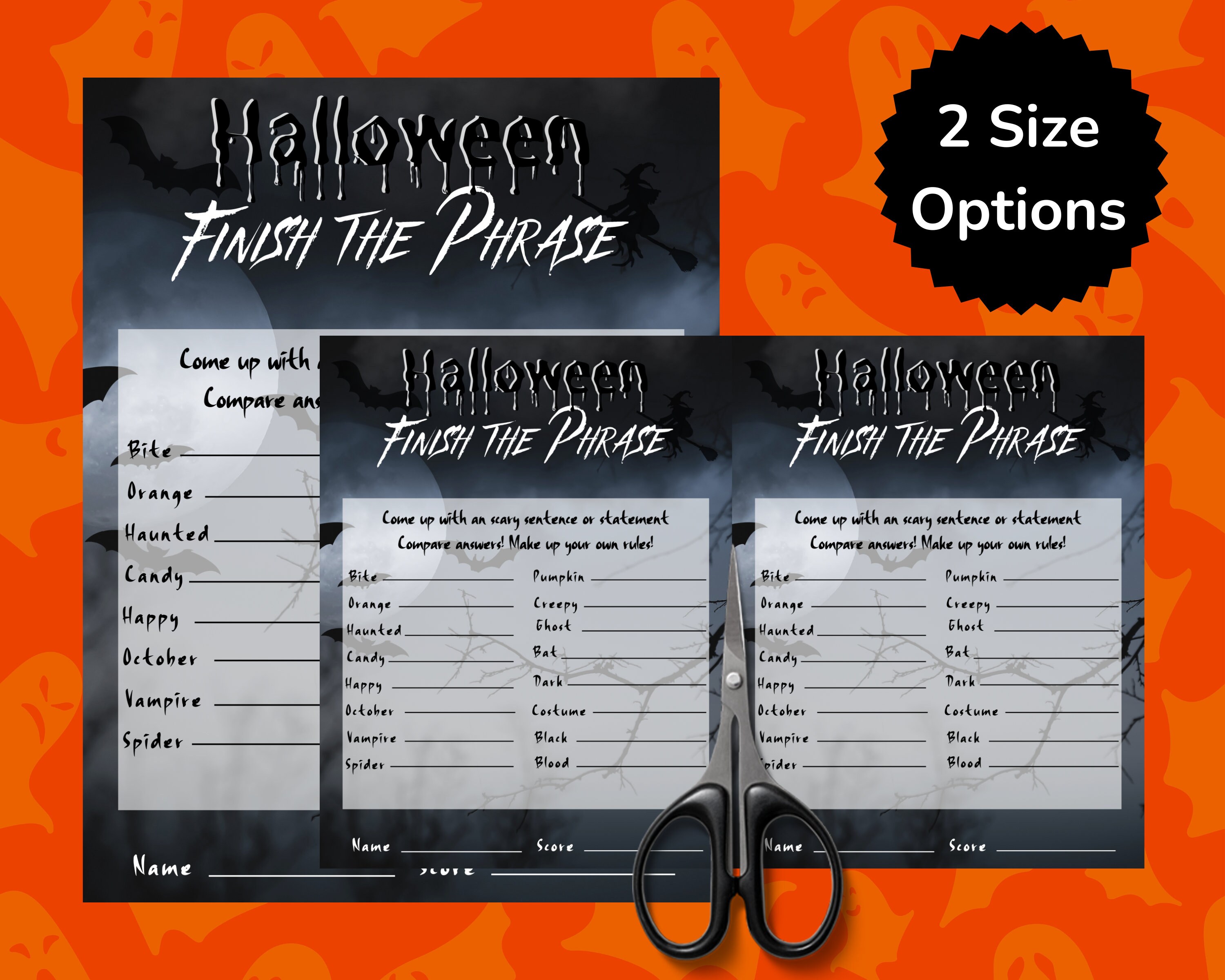 Halloween Finish the Phrase Game, Printable Halloween Games, Halloween Party Games, Instant ...