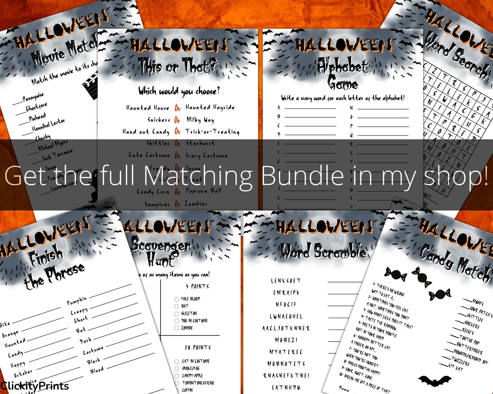 Halloween Finish the Phrase Game-halloween Party Game-spooky - Etsy