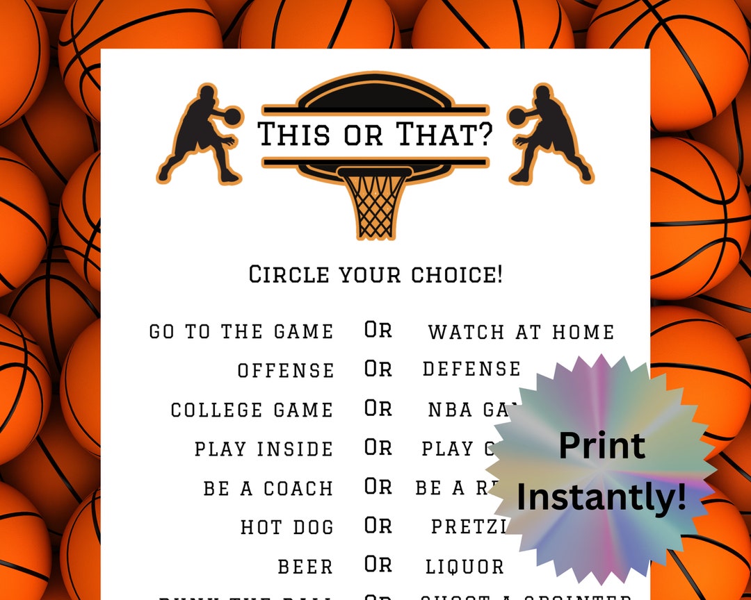 Printable March Basketball Madness This or That Game, Party Ideas, Ice ...