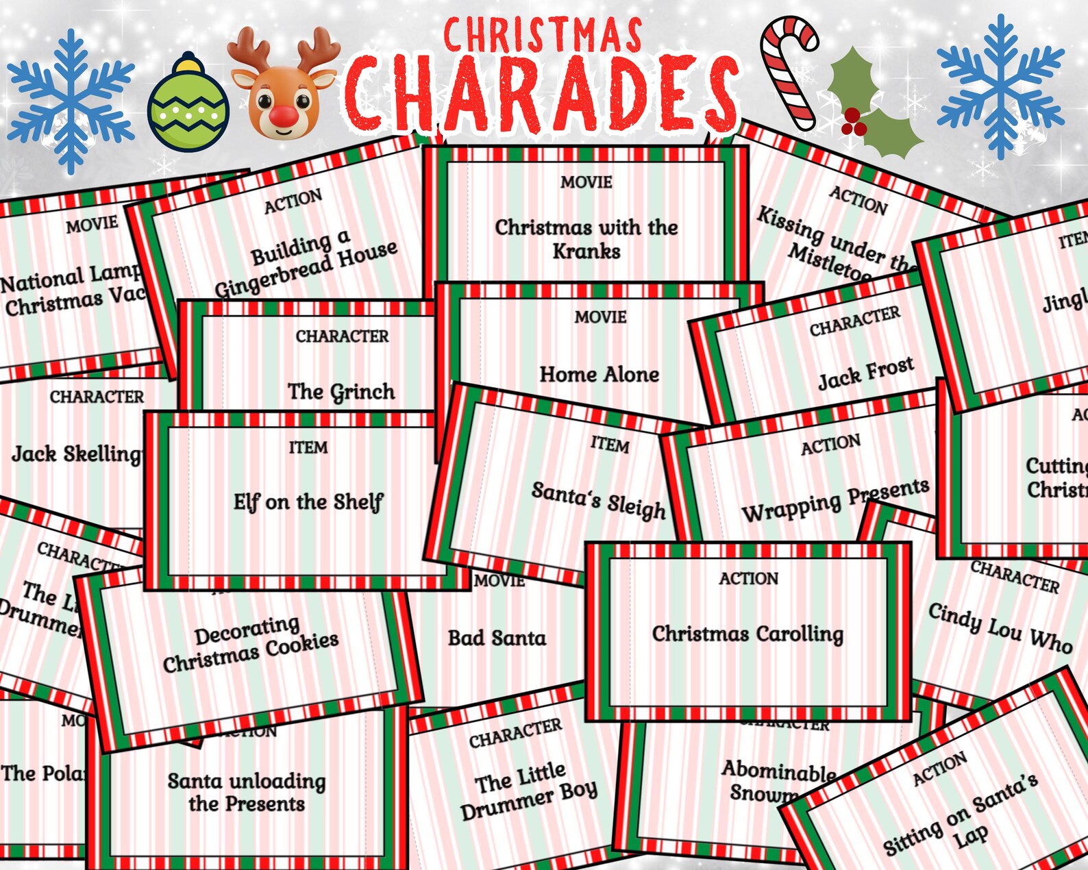 Christmas Charades Game for Kids & Adults Instant Download, Printable ...