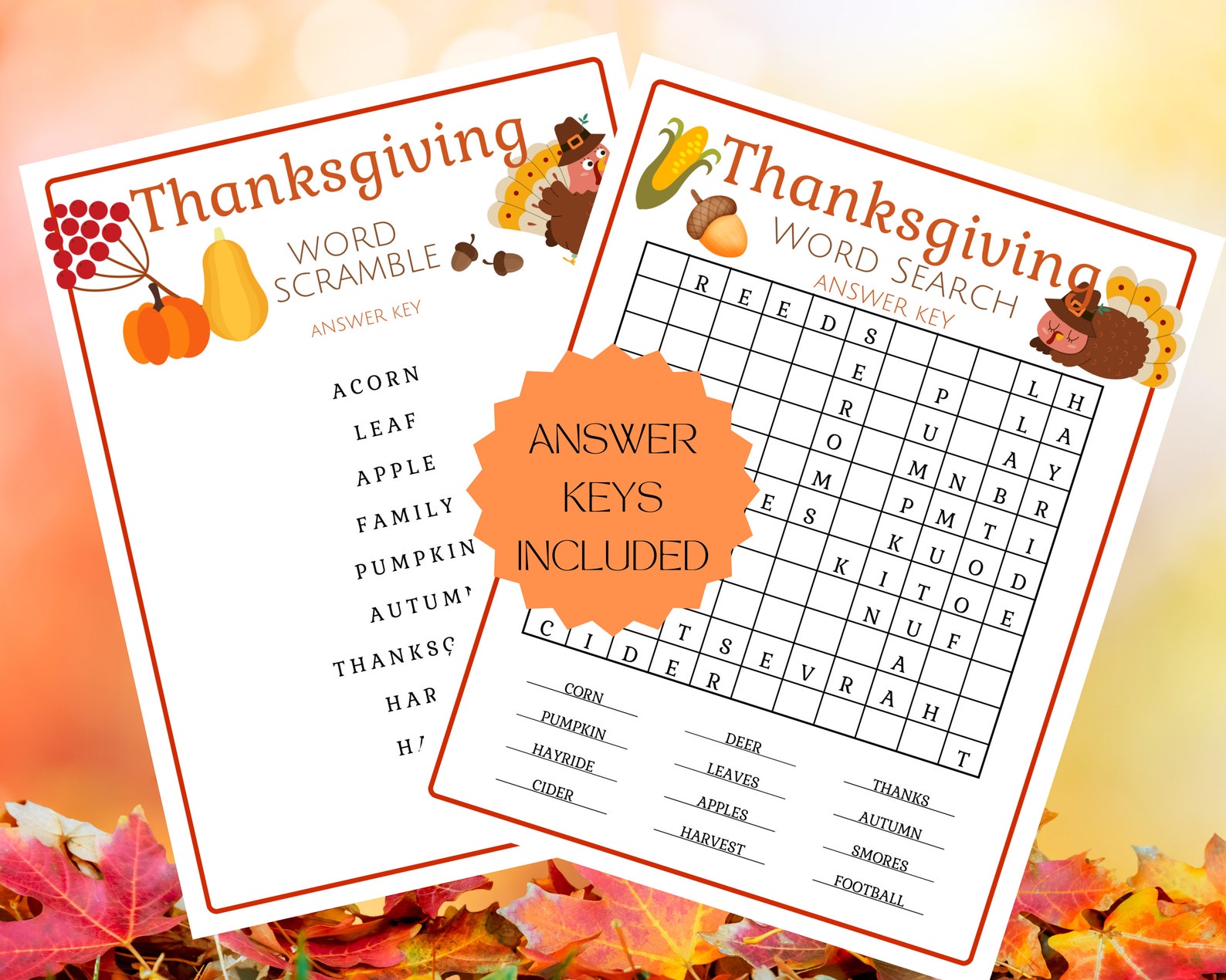 Thanksgiving Games Bundle , Thanksgiving Printable Games, Thanksgiving ...