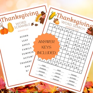 Thanksgiving Games Bundle , Thanksgiving Printable Games, Thanksgiving ...