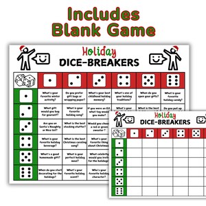 Icebreaker Christmas Game, Get to Know Me Holiday Dice Game, Table Talk ...