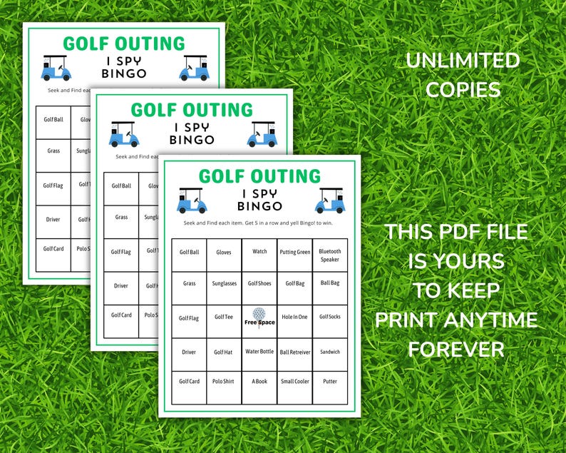 Golf I Spy Bingo Game, Printable Golf Retreat Activity, Work Golf ...
