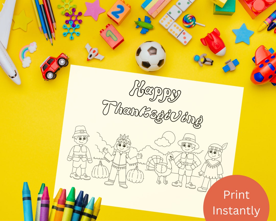 Printable Thanksgiving Coloring Page for Kids, Print Instantly ...