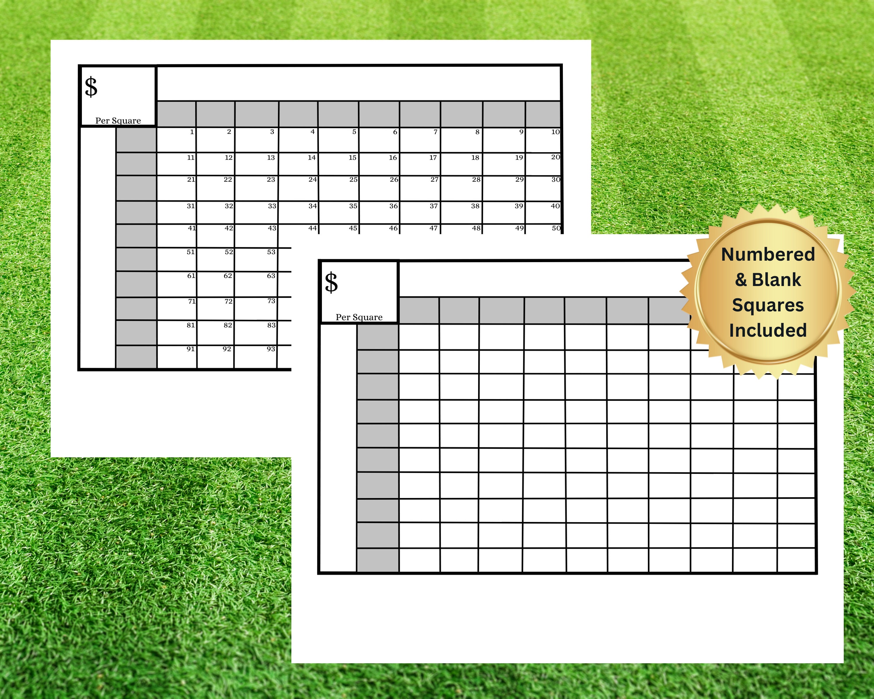 Sports Bowl Printable Large Print Betting Squares, 100 Blank & Numbered ...