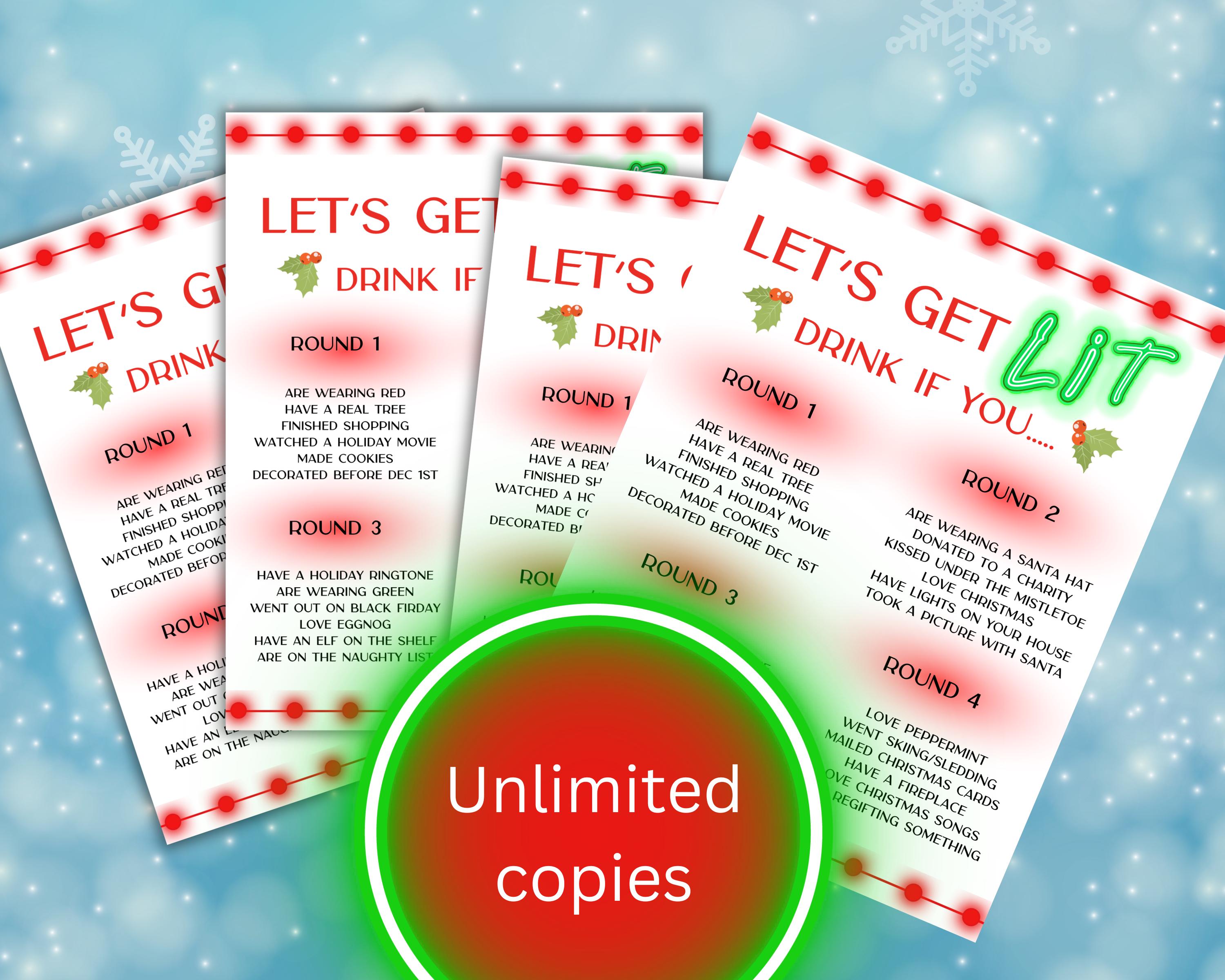 Christmas Drinking Game, Printable Holiday Drinking Game, Christmas ...