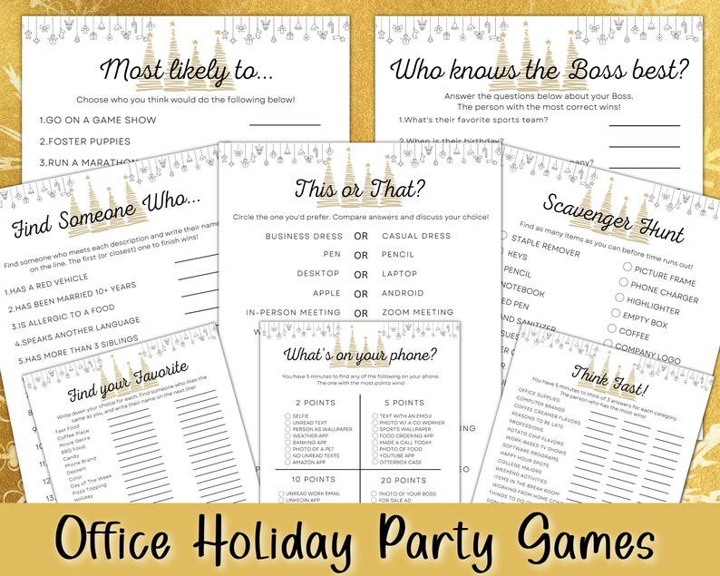 Printable Christmas Work Games for the Office, Holiday Games for ...