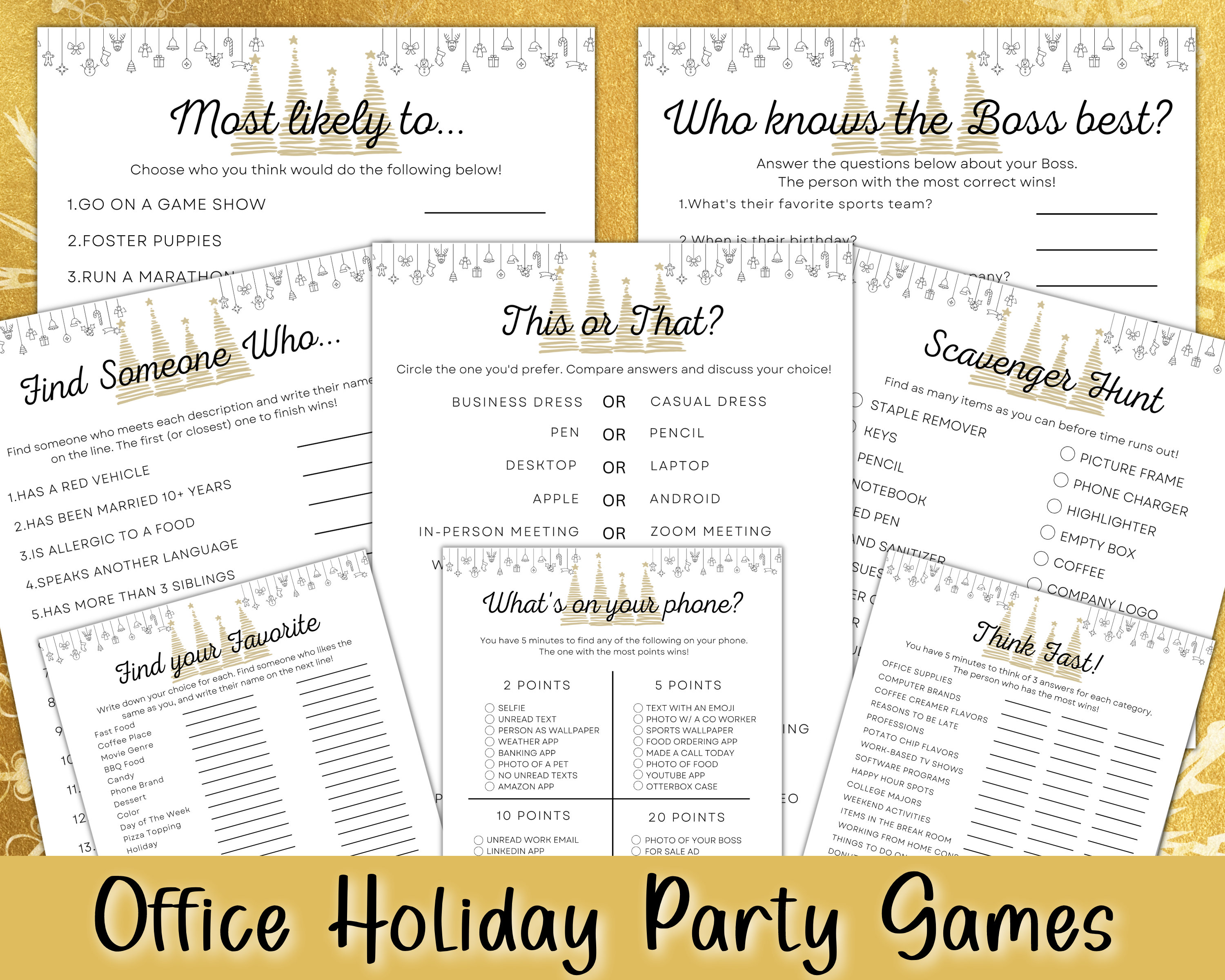 Printable Christmas Work Games for the Office, Holiday Games for ...