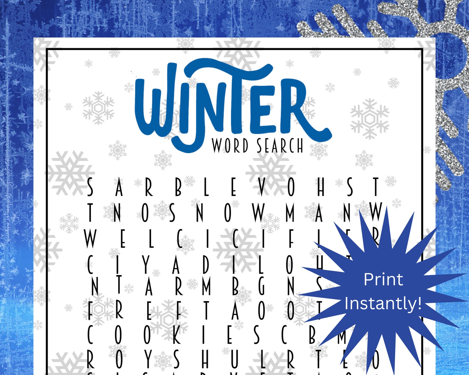 Printable Winter Word Search for Kids and Adults, Winter Family ...