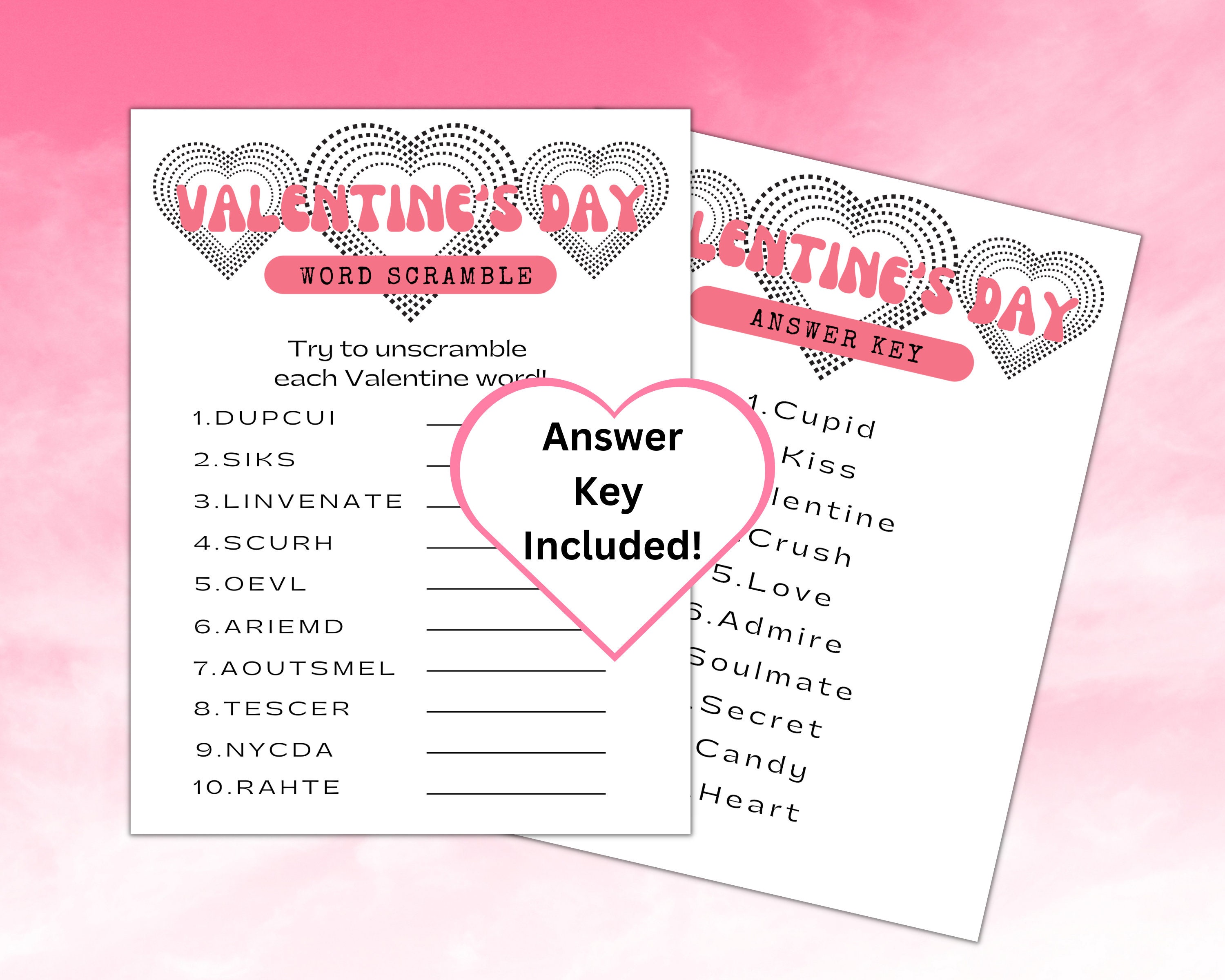 Printable Valentine's Day Word Scramble for Kids & Adults, Valentine's ...
