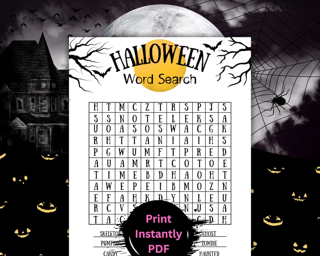 Printable Halloween Word Search and Answer Key, Halloween Party ...