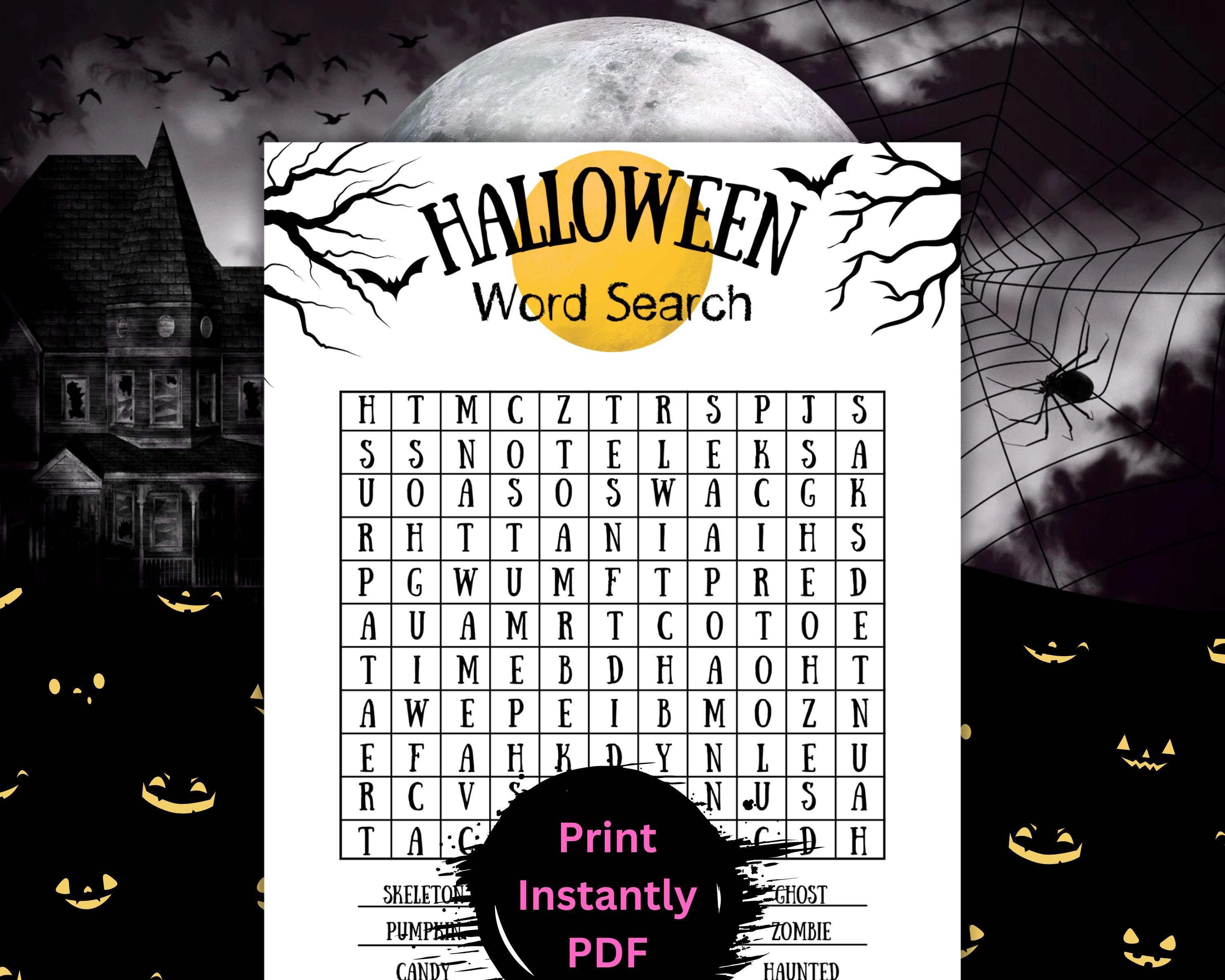 Printable Halloween Word Search and Answer Key, Halloween Party ...