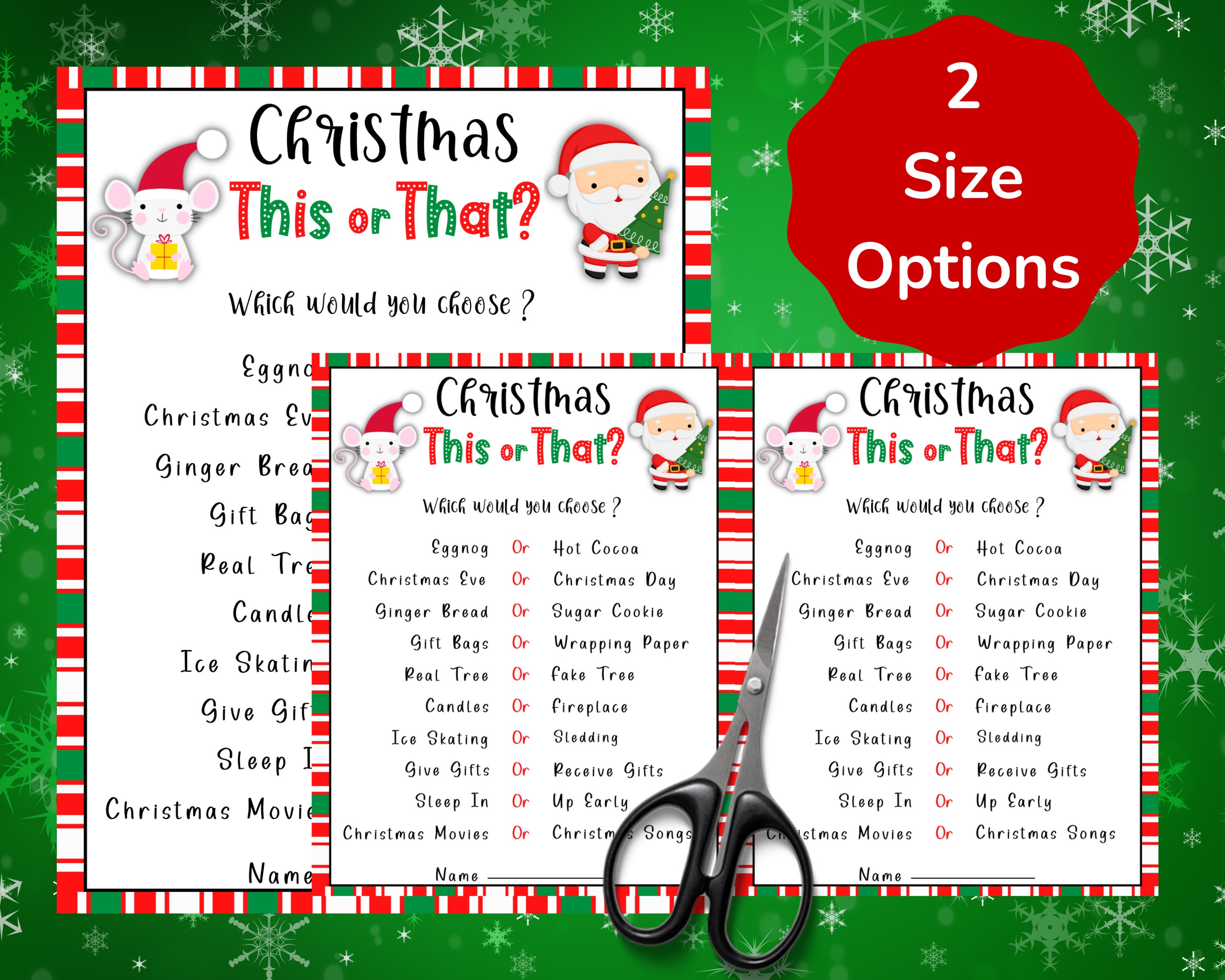 Christmas This or That Game for Kids & Adults, Christmas Party Activity ...