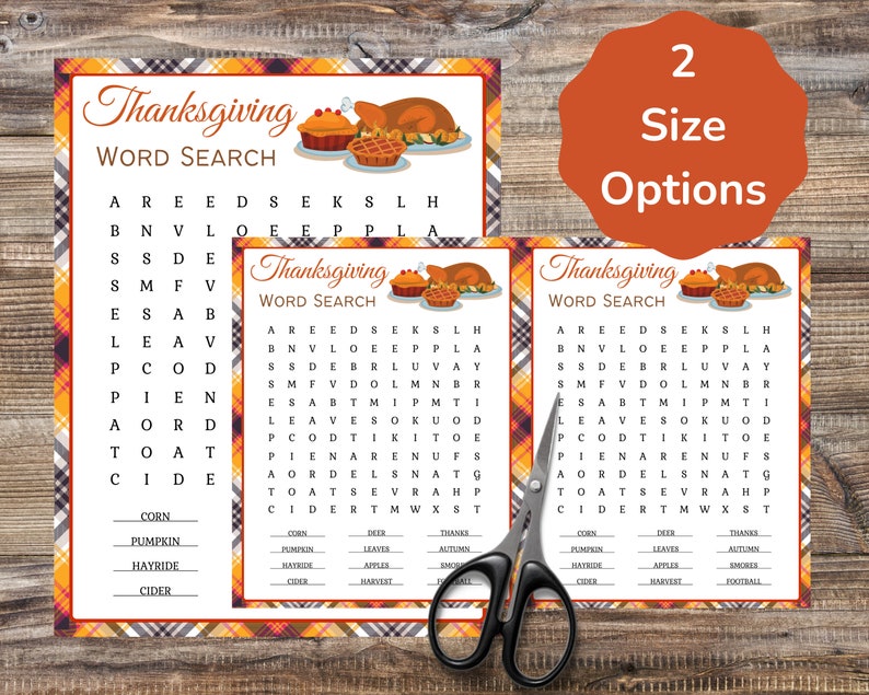 Thanksgiving Dinner Party Word Search for Kids & Adults, Instant ...