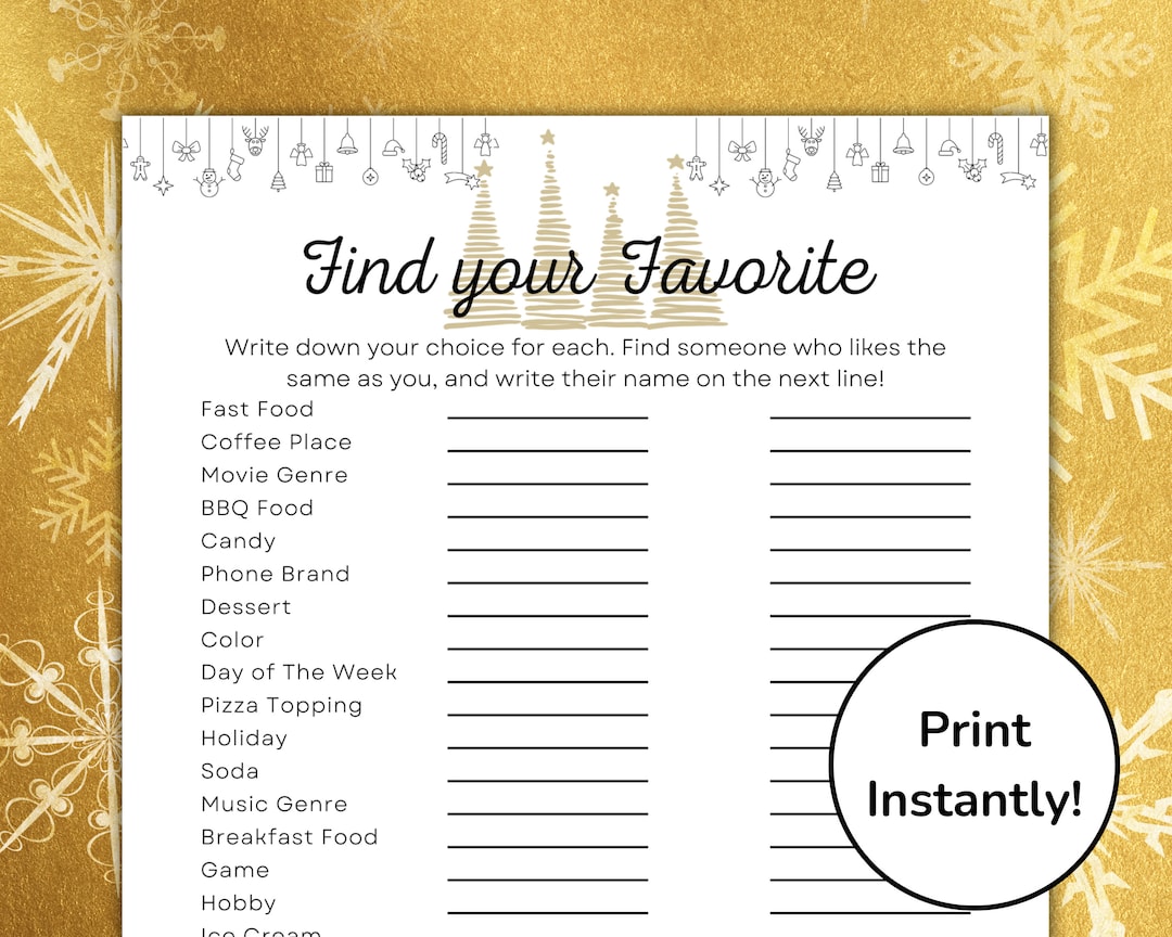 Christmas Favorites Game, Holiday Office Party Work Game, Team Building ...