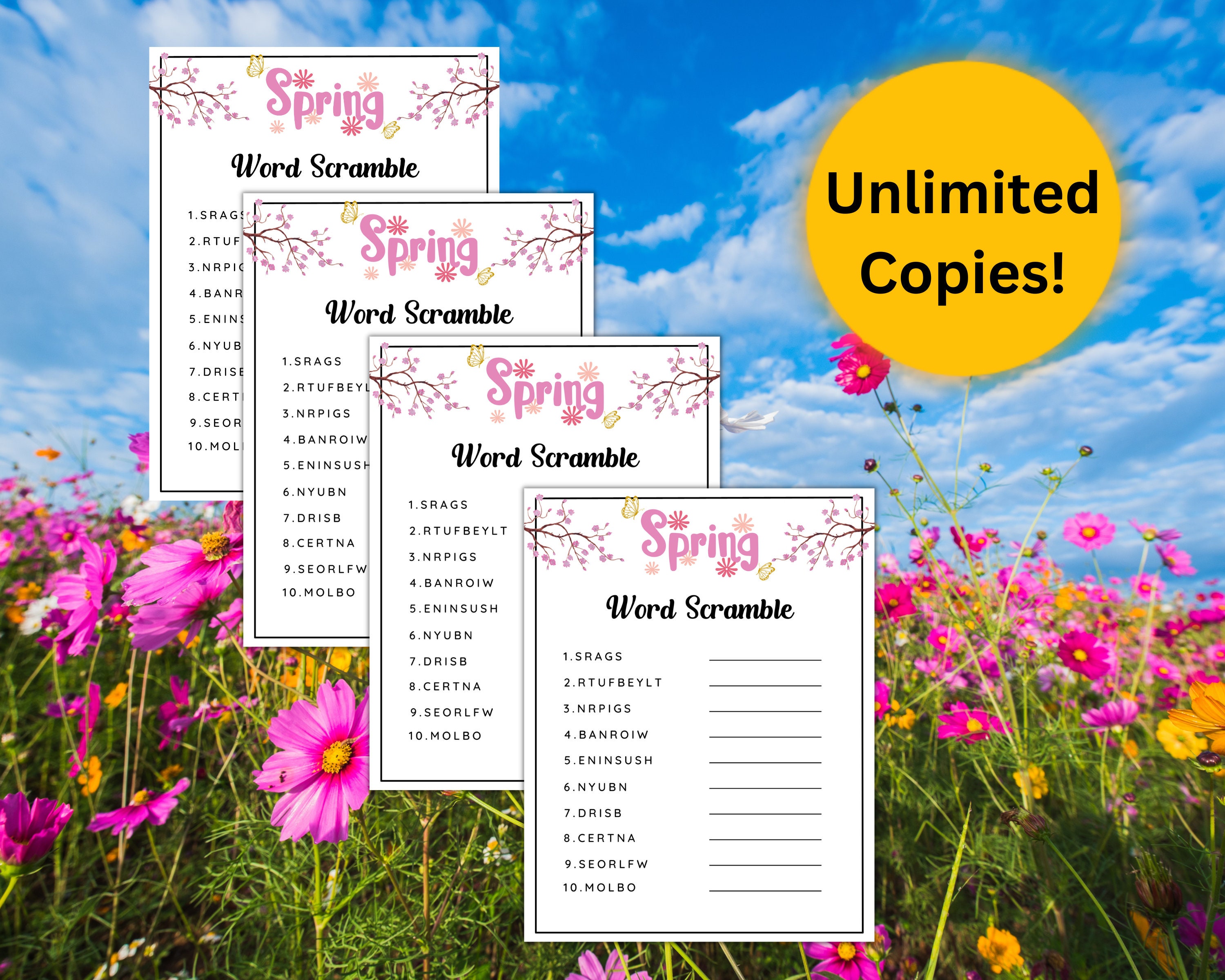 Printable Spring Word Scramble and Answer Key for Kids & Adults ...