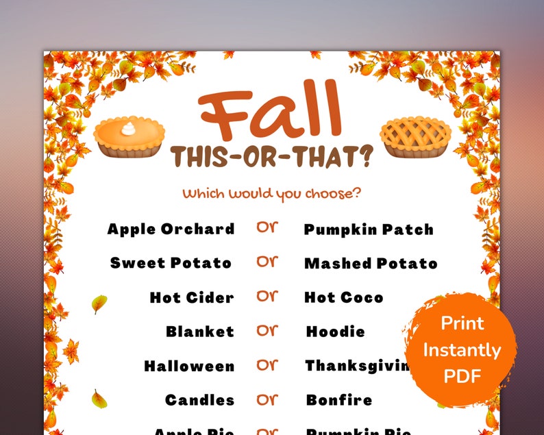 Autumn This or That Game | Fall This or That | Fall A-Z Game ...