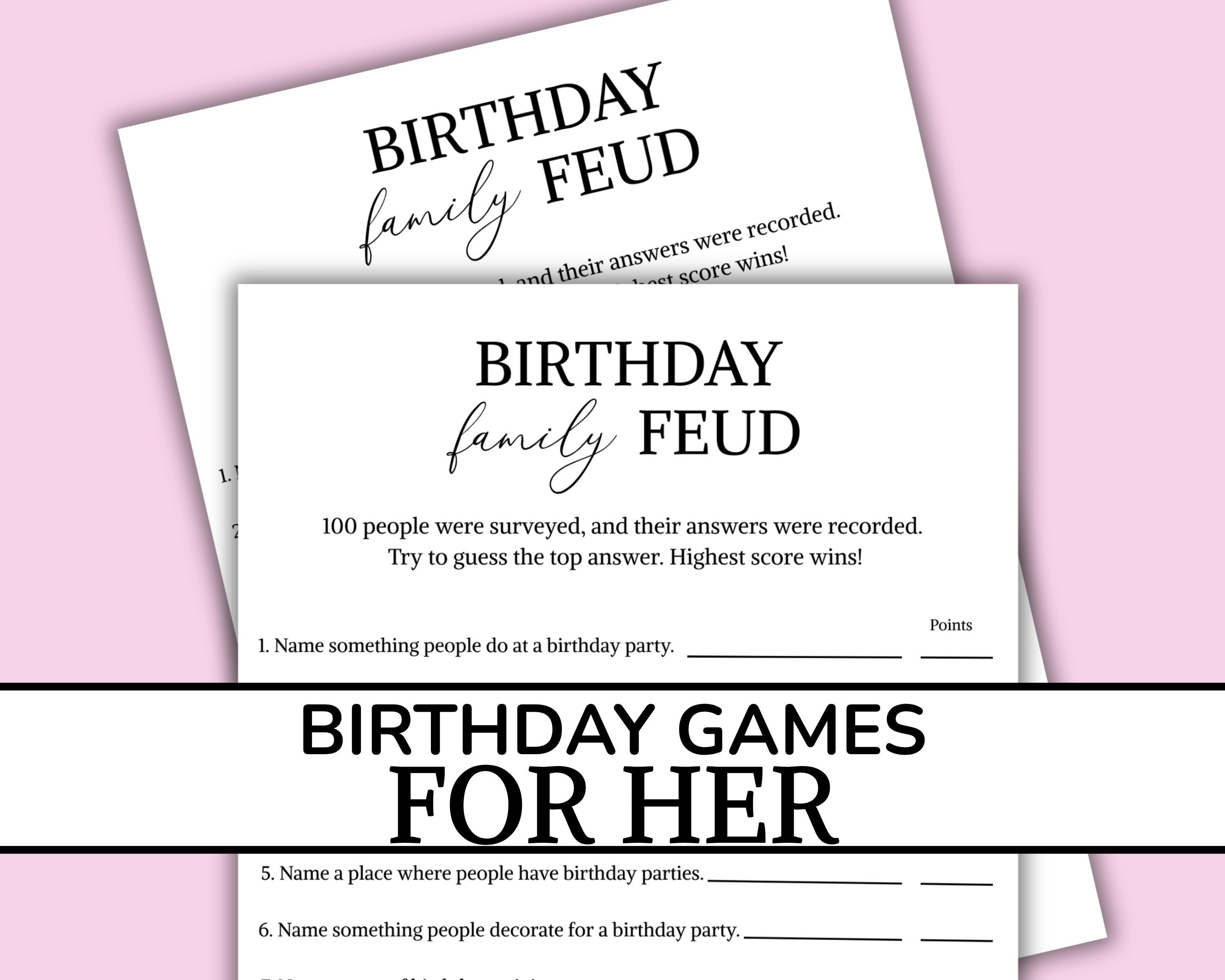 Birthday Feud Game, Printable Birthday Activity, Birthday Party Game ...