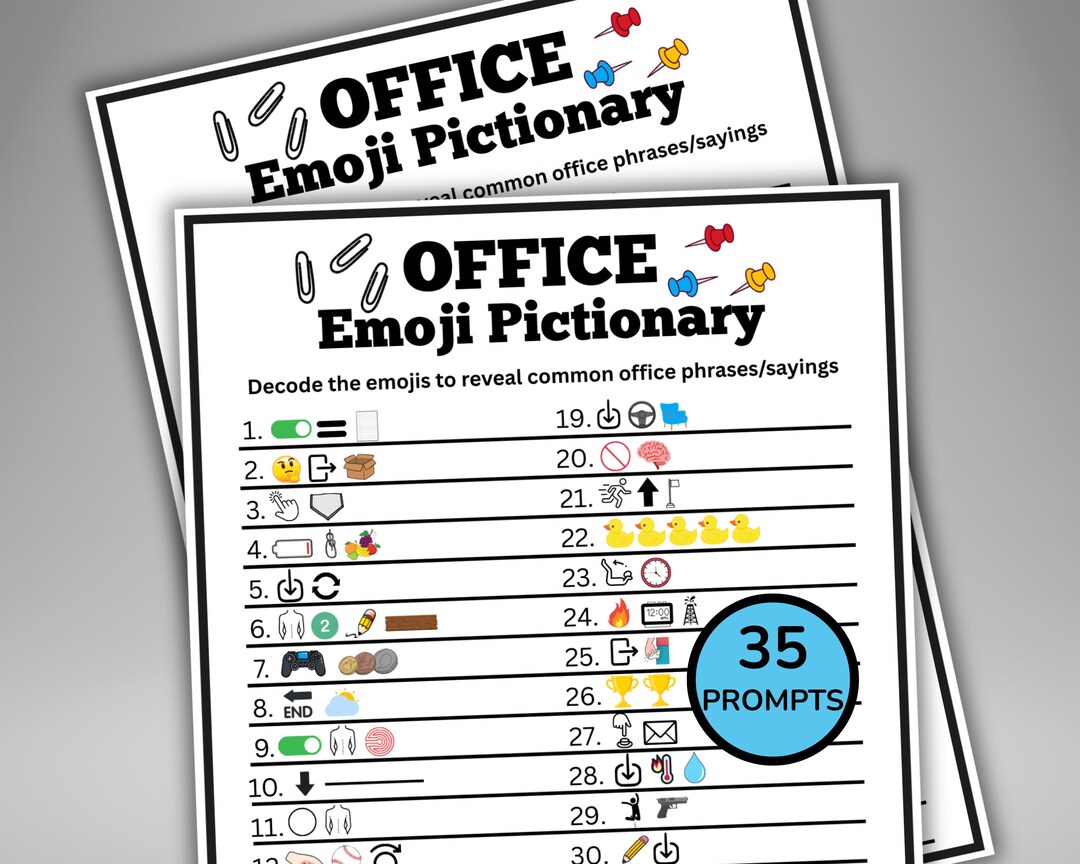 Office Team Building Emoji Pictionary Game, Printable Office Party Game ...