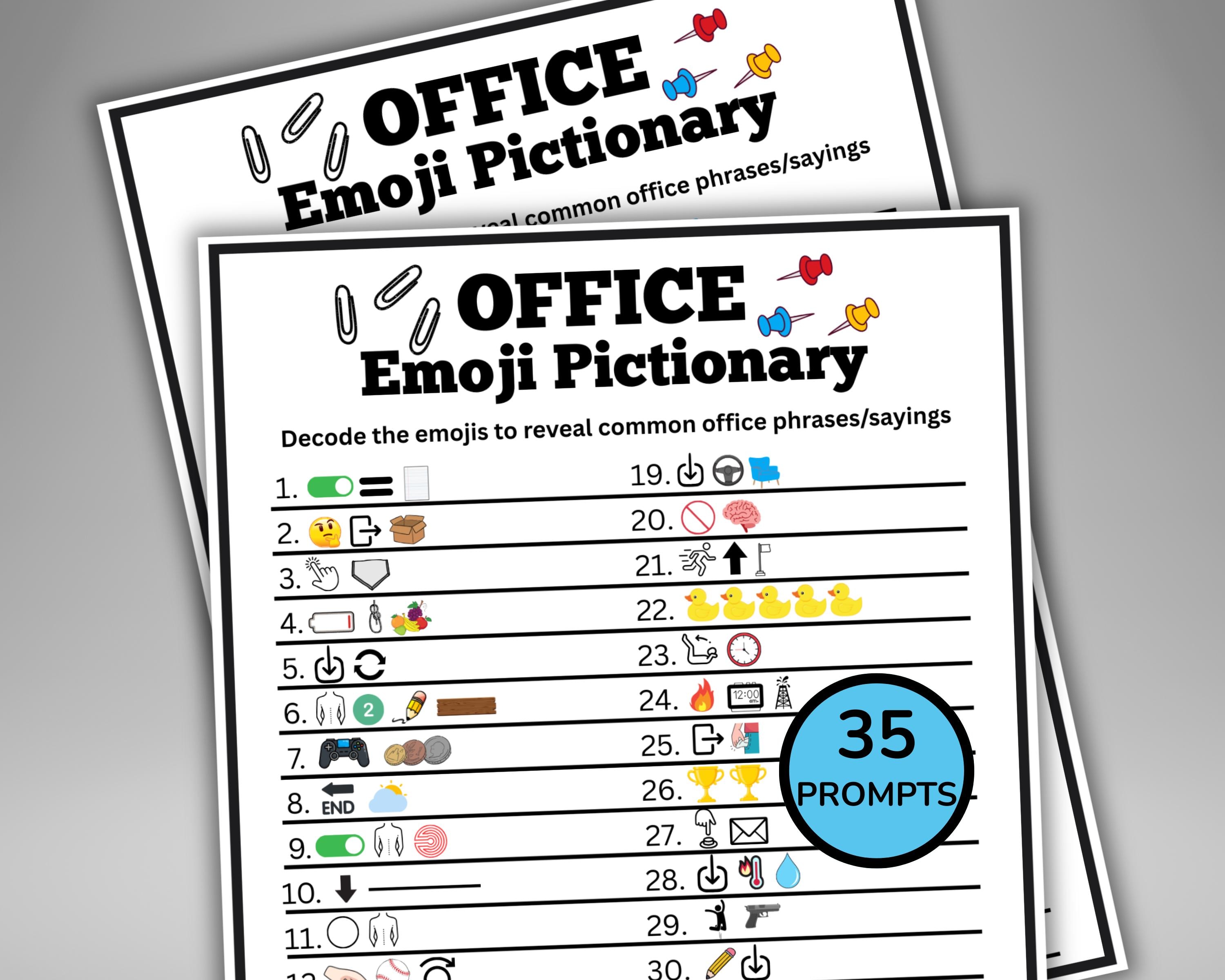 Office Team Building Emoji Pictionary Game, Printable Office Party Game ...