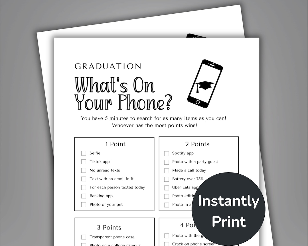 Graduation What's on Your Phone, Printable Graduate Party Games ...