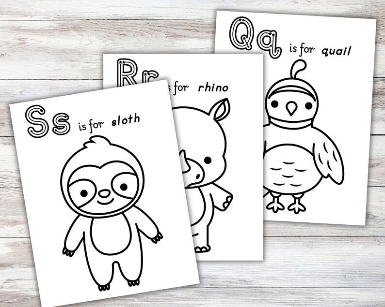Printable ABC Animal Coloring Pages PDF, Alphabet Coloring Book for ...