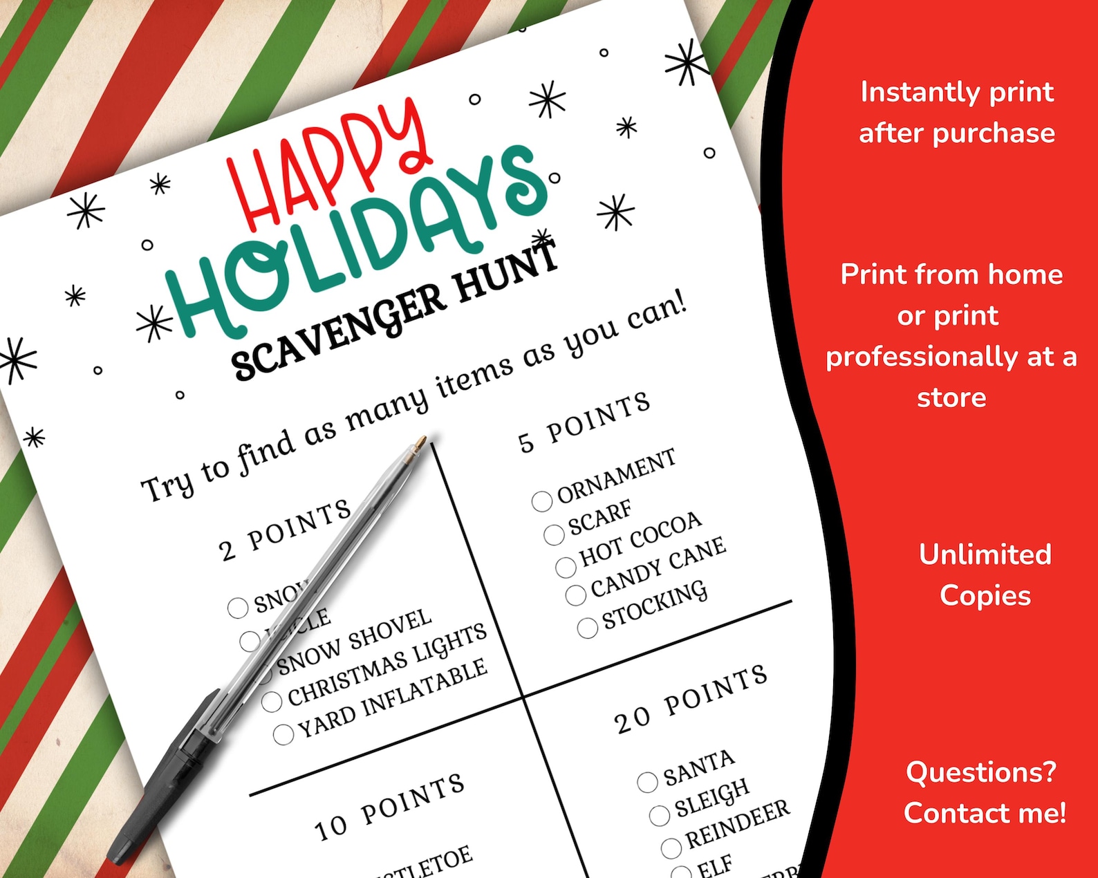 Scavenger Hunt Holiday Activity for School or Work, Printable Christmas ...