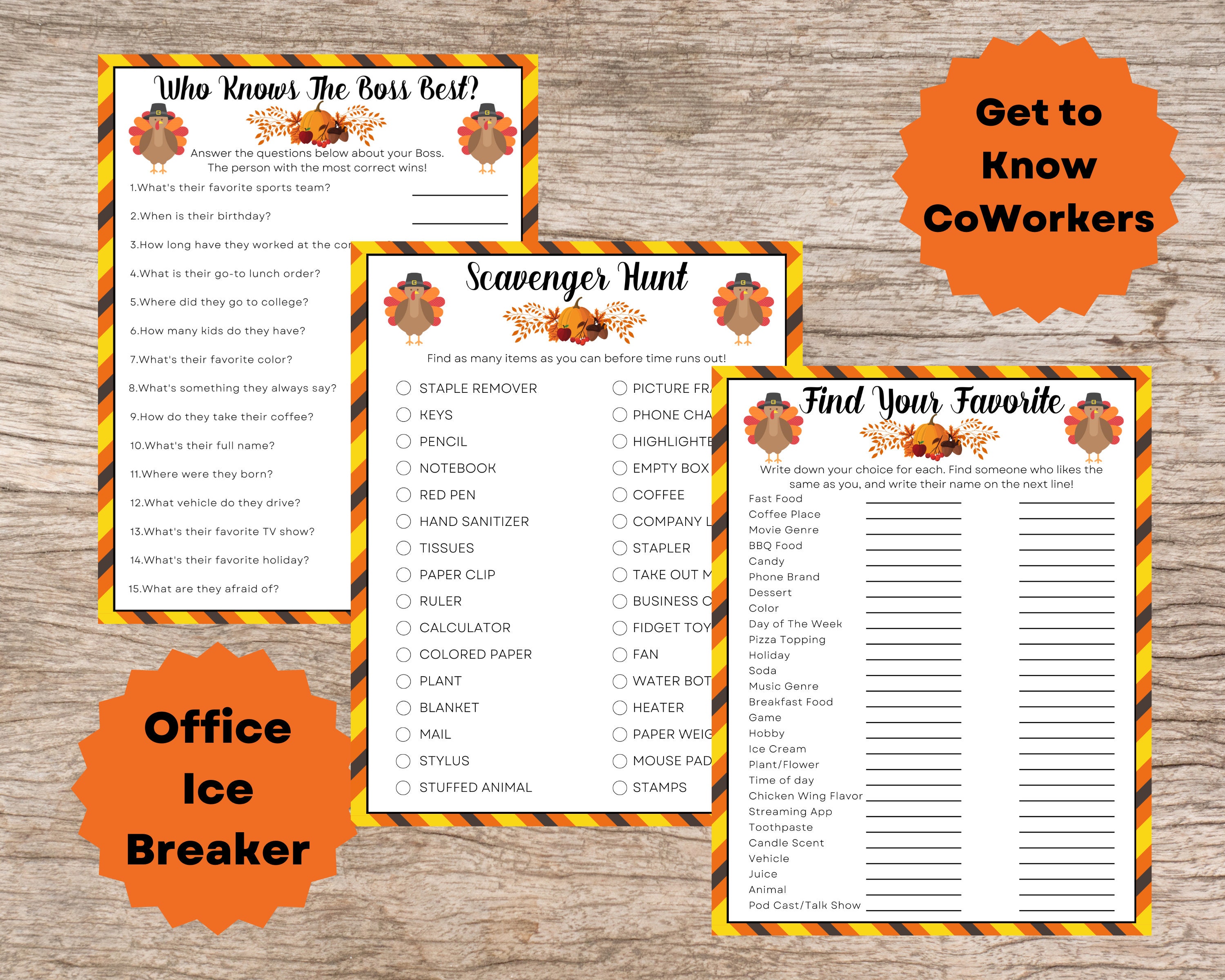 Thanksgiving Office Party Work Games, Printable Games for Employees ...