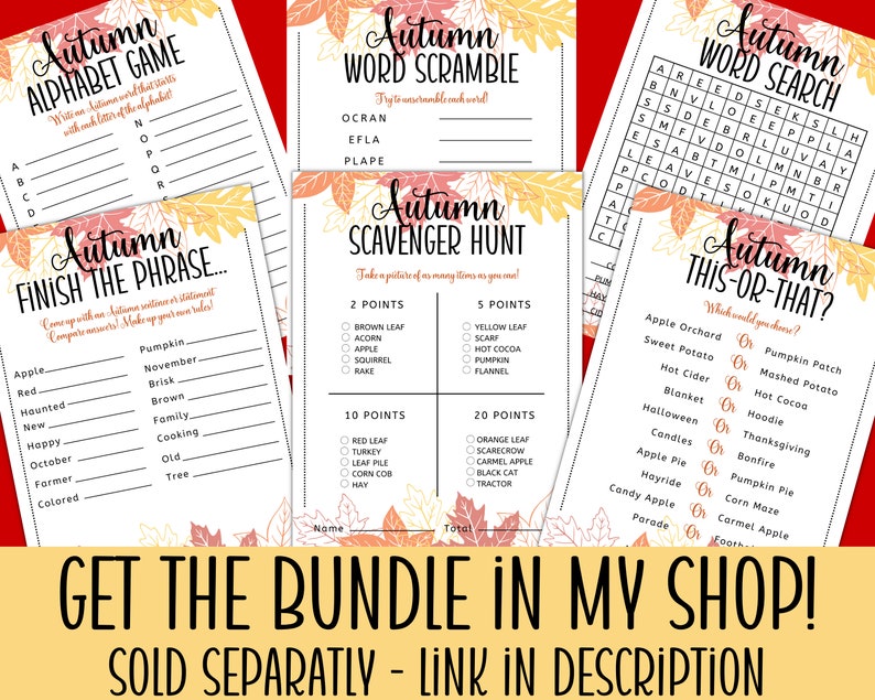 Autumn Scavenger Hunt Fall Treasure Hunt Printable Autumn - Etsy