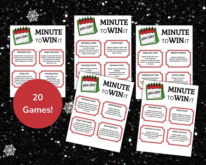 Holiday Minute to Win It Party Game Instant Download, Printable 1 ...