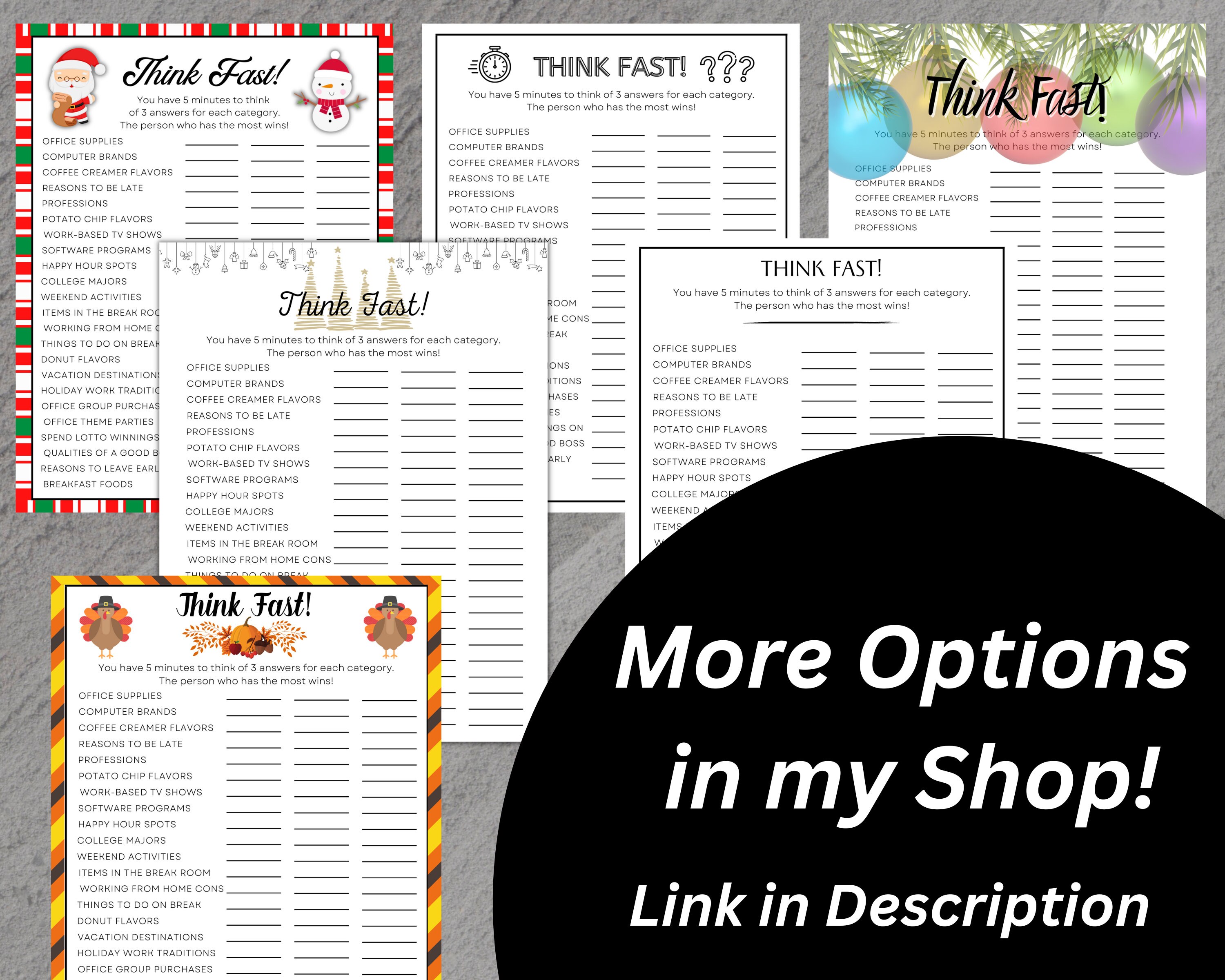 Think Fast Office Party Game, Team Building Game for Employees, Office ...