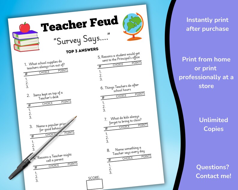 Teacher Feud Game, School Staff Feud, Teacher Appreciation Game ...