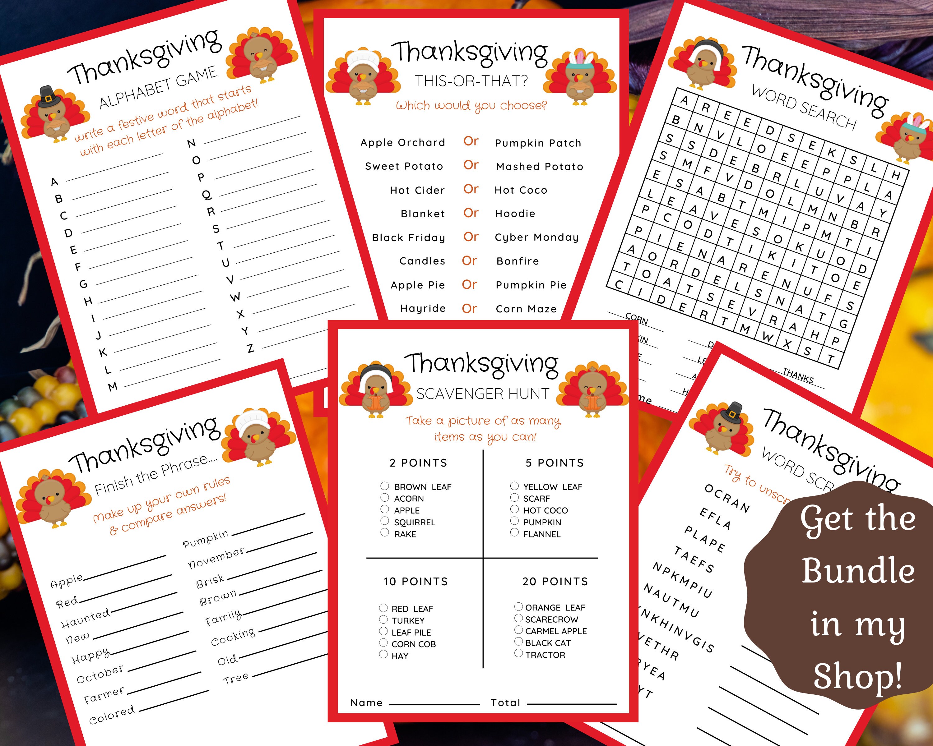 Thanksgiving Printable Game, Thanksgiving Scavenger Hunt, Treasure Hunt ...