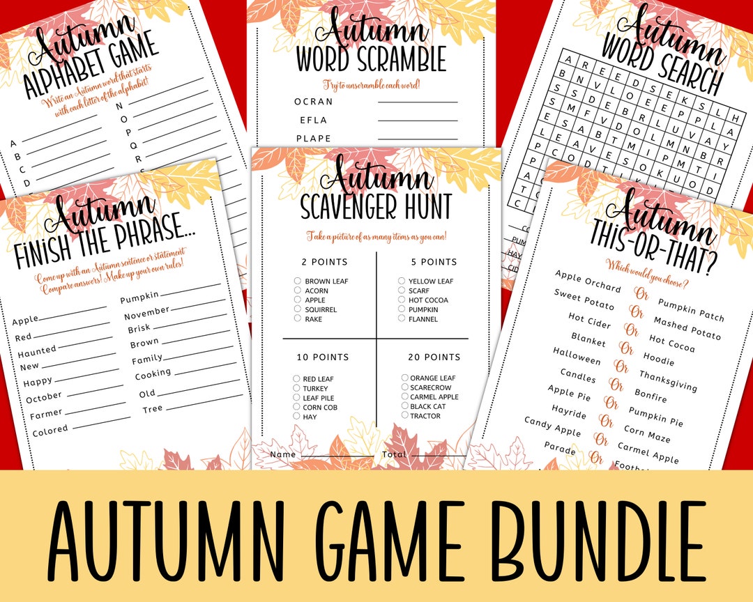 Fall Game Bundle Autumn Party Games Fall Classroom Games - Etsy