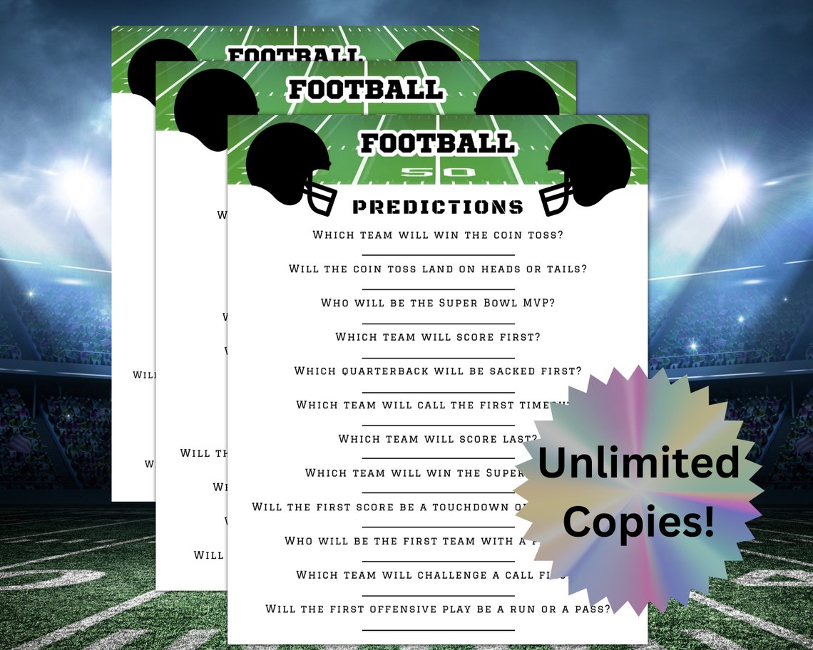 Printable Football Predictions for Game Day, Football Activity ...