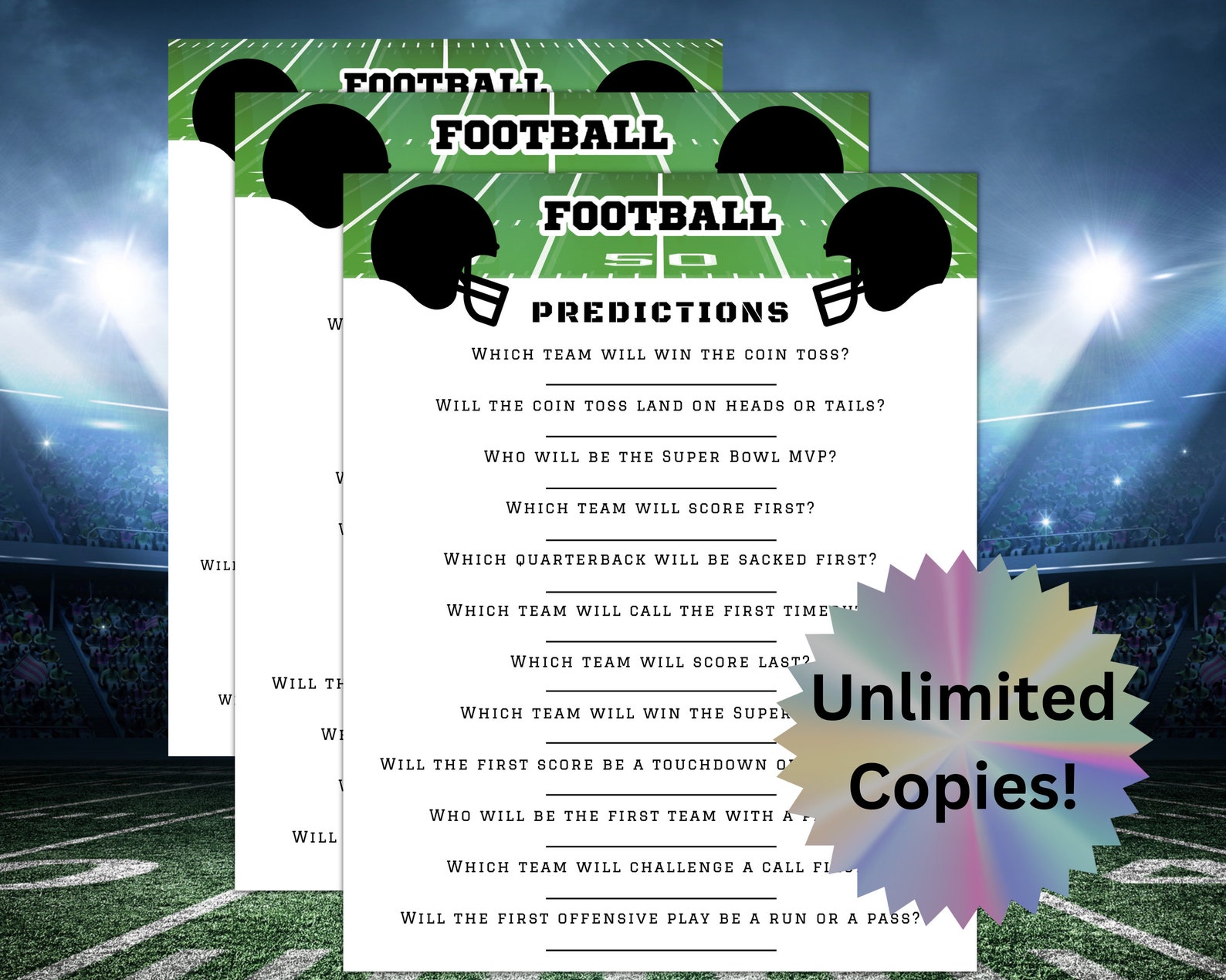 Printable Football Predictions for Game Day, Football Activity ...