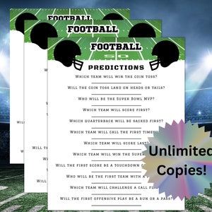 Printable Football Predictions for Game Day, Football Activity ...